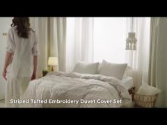 Striped Boho Duvet Cover - 3 Pieces Shabby Chic Tufted Boho Bedding Set For All Seasons