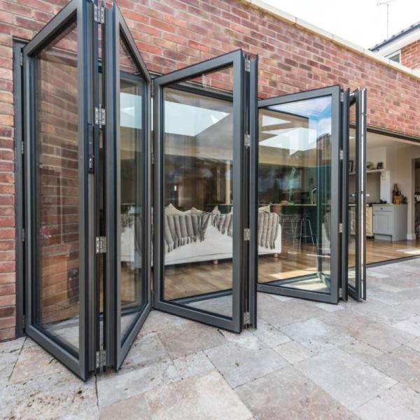 Quality YATTON Easy Installation Double-layer Insulated Tempered Glass Folding Doors Aluminum Alloy Windproof Villa Apartment More 5 for sale