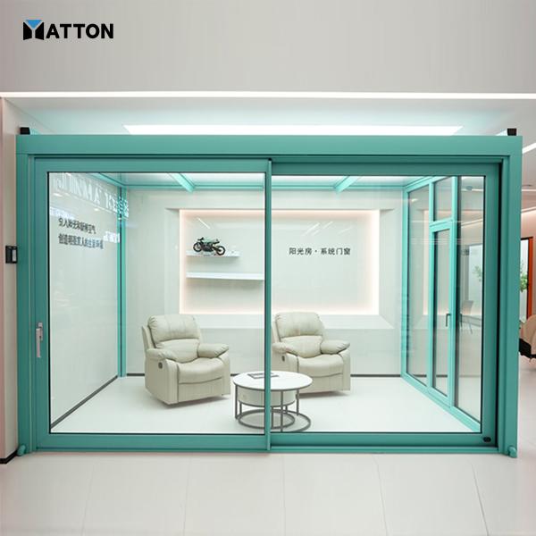 Quality Modern Design Aluminum Waterproof Soundproof Thermal Insulation Heavy Sliding Door Double Layered for Interior Bedroom for sale