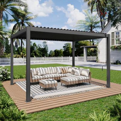 China Wholesale Aluminum Alloy Exterior Garden Electric Adjustable Pergola  Waterproof Eco-Friendly Durable Pavilion for sale