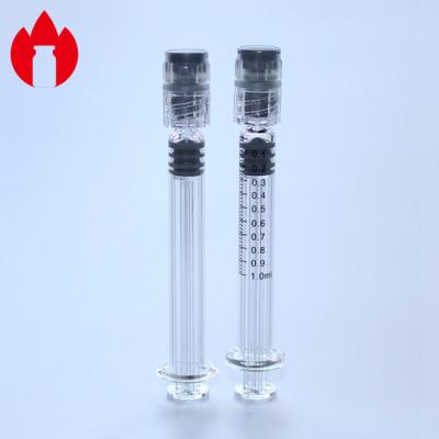 China 1ml Slight Glass Prefilled Syringes Transparent Color For Cosmetics for sale