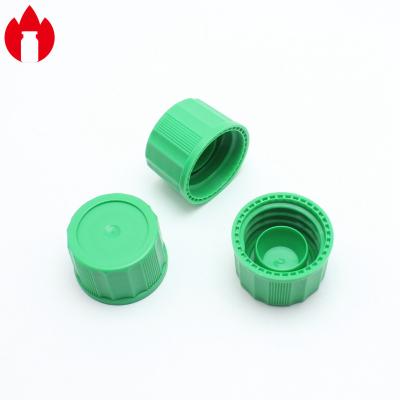 China 18mm PP Material Plastic Screw Caps Blue / Green Color With Inner Plug for sale