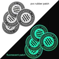 China Custom Sew On Silicone Luminous Patch Embossed Fluorescent PVC Rubber Patch 2D 3D for sale