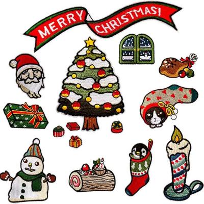 China Kerst geborduurde opstrijkbare patches applique blauwe Merrow rand voor ambachtelijke kleding Te koop