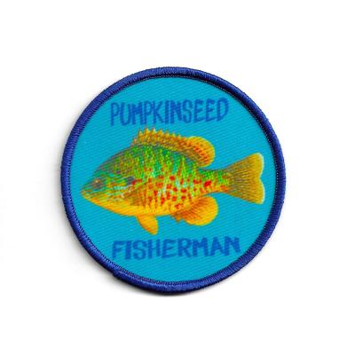 China Pumpkinseed het Ijzer van het de Sublimatieflard van de Visserijkleurstof op de Met de hand gemaakte Rand Merrow van Applique Te koop