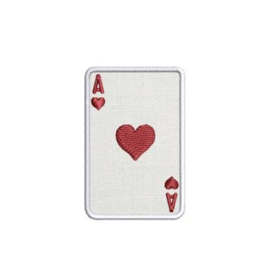 Cina Ace del black jack ricamato su ordinazione della mazza di Vegas della toppa dei cuori in vendita