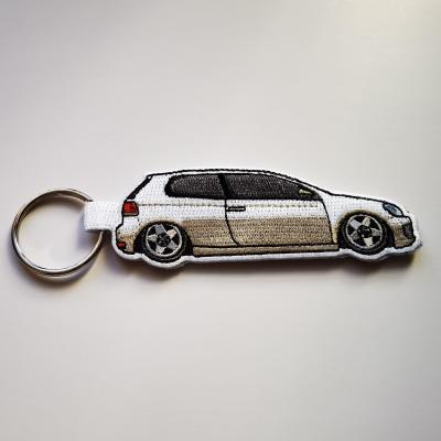 Cina L'automobile su ordinazione Keychains del tessuto della saia del ricamo rimuove prima della catena chiave di volo in vendita