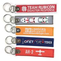 China Custom Polyester Woven Keychain 100pcs MOQ Promotional Gift with Split Ring for sale