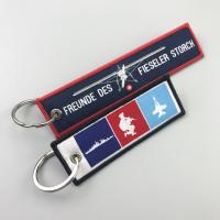 China Custom Woven Keychain OEM ODM Split Ring Attachment Polyester 100pcs MOQ for sale