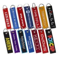 China Custom Woven Keychain Polyester 100pcs MOQ Promotional Gift with Split Ring for sale