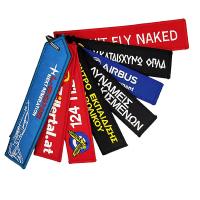 China Custom Polyester Woven Keychain with Big Ring Custom Logo 100pcs Min Order for sale