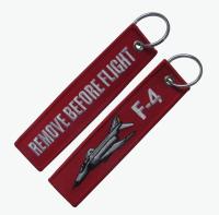China Custom Embroidery Keychain 130x30mm Remove Before Flight Promotion Gift Merrowed Border for sale