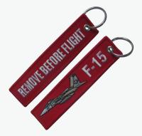 China Custom Embroidery Keychain 130x30mm Remove Before Flight Promotion Gift Merrowed Border for sale