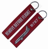 China Custom Embroidered Remove Before Flight Keychain 100pcs MOQ Polyester for sale