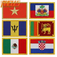 China Custom Merrow Border Embroidered Flag Patch with Velcro Backing 9 Colors for sale