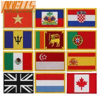 China Custom Merrow Border Embroidered Flag Patch with Velcro Backing 9 Colors for sale