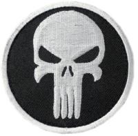 China Custom Skull Pattern Twill Embroidered Patch with Merrowed Border 100mm for sale