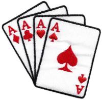 China Custom Playing Card Heart Embroidered Patch with Hook and Loop Backing 200mm for sale