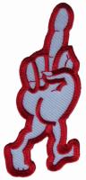 China Custom Irregular Shape Gesture Twill Embroidered Badge Patch 100pcs MOQ for sale