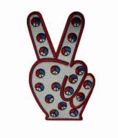 China Custom Irregular Shape Gesture Twill Embroidered Badge Patch 100pcs MOQ for sale