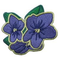 China Custom Embroidered Flower Patch Polyester Background 10C Color Uniform Iron On Patch Heat Cut Border for sale