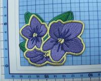 China Custom Embroidered Flower Patch Polyester Background 10C Color Uniform Iron On Patch Heat Cut Border for sale