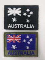 China Australia Flag Laser Merrow Border Embroidered Patch with Velcro Backing 100 Pcs MOQ for sale