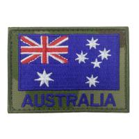 China Australia Flag Laser Merrow Border Embroidered Patch with Velcro Backing 100 Pcs MOQ for sale
