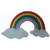 China Custom Embroidered Patch 100% Polyester Rainbow Cute 12C Color Heat Cut Border for sale