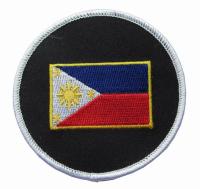 China Philippines Flag Merrow Border Embroidery Patch 9 Colors Iron On Velcro Backing Custom for sale
