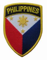 China Philippines Flag Merrow Border Embroidery Patch 9 Colors Iron On Velcro Backing Custom for sale
