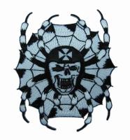 China Custom Iron On Backing Embroidered Patch Polyester Twill Skulls Logo 100 Pcs for sale