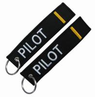 China Custom Double Sided Remove Before Flight Keychain Twill Embroidery Textile 100 Pcs MOQ for sale