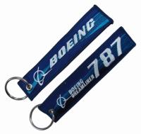 China Custom Double Sided Remove Before Flight Keychain Twill Embroidery Textile 100 Pcs MOQ for sale