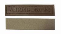 China Custom Embossed Logo Split Leather Patch Merrow Border 9 Colors for Bags for sale