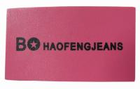 China Custom Embossed Logo Split Leather Patch Merrow Border 9 Colors for Bags for sale