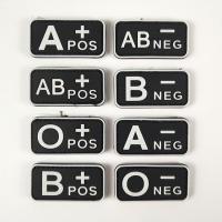 China Custom 3D PVC Blood Type Patch Kit A+ B+ AB+ O+ Positive Negative Rubber Fastener Patch for sale