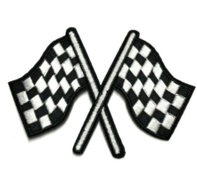 Китай Checkered участвуя в гонке флаги вышили утюгу заплаты/Шить-на эмблеме велосипедиста Applique продается