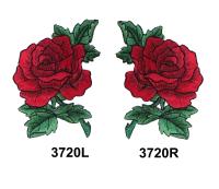 China Custom Red Rose Flower Embroidery Sew Patch 100mm Width Iron On Backing for Clothes for sale