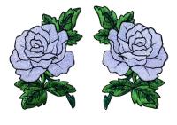 China Custom Embroidered White Rose Flower Patch with Velcro Backing 100mm for sale
