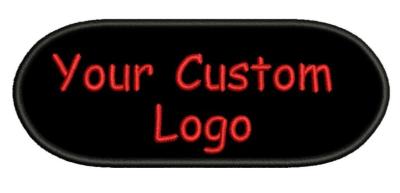 Cina Fondo sostenibile del tessuto della saia di applique su ordinazione di Logo Name Text Embroidered Patch in vendita