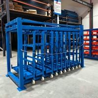 China Single Column Vertical Large Sheet Metal Rack For Narrow Warehouse Space for sale