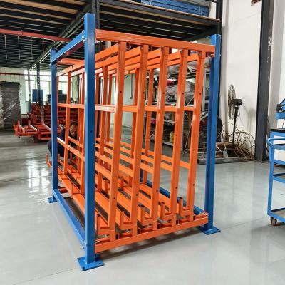 China Partitioned Vertical Sheet Metal Storage Shelves For Thin Multi Spec Slabs for sale