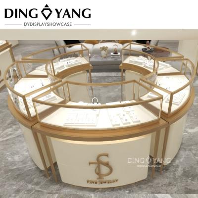 China Cornos de vidro curvos dobrados a quente Jóias Exibição Vitrine Design de moda moderna à venda