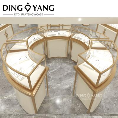 China Cornos de vidro curvos dobrados a quente Jóias Exibição Vitrine Design de moda moderna à venda