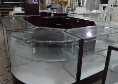 Cina Cristallo Tempered Glass Gioielleria Mobili da chiosco Vista completa Forma rotonda Con luci in vendita