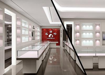Cina Gabinetti per gioielli di colore bianco opaco con decorazione con illuminazione a LED in vendita