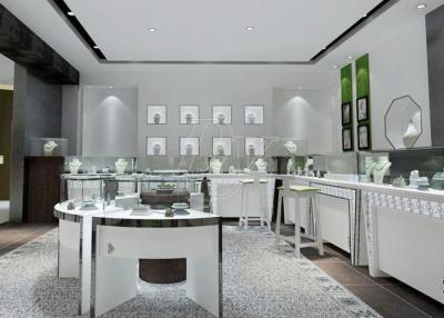 China Moderne witte kleur ronde cirkel sieraden display counter / retail display cases Te koop