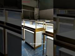 curved hot-bended glass corners jewelry display showcase modern fashion design