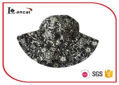 Cina Cappello stampato variopinto del secchio dell'ampio bordo con cappuccio nero/bianco della corda, del secchio in vendita